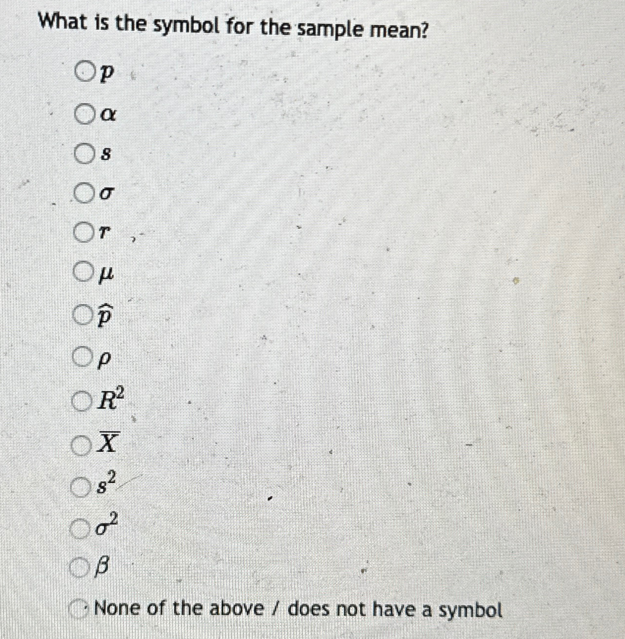Solved What is the symbol for the sample | Chegg.com
