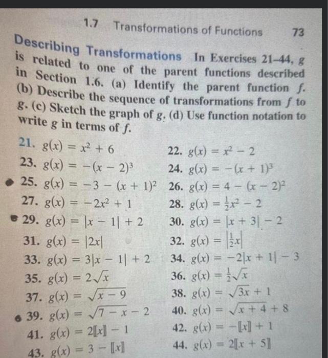 Solved Describing Transformations In Exercises 21-44, is | Chegg.com