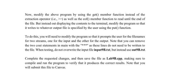 Solved B. Member Functions get, put, fail, and eof Create a | Chegg.com