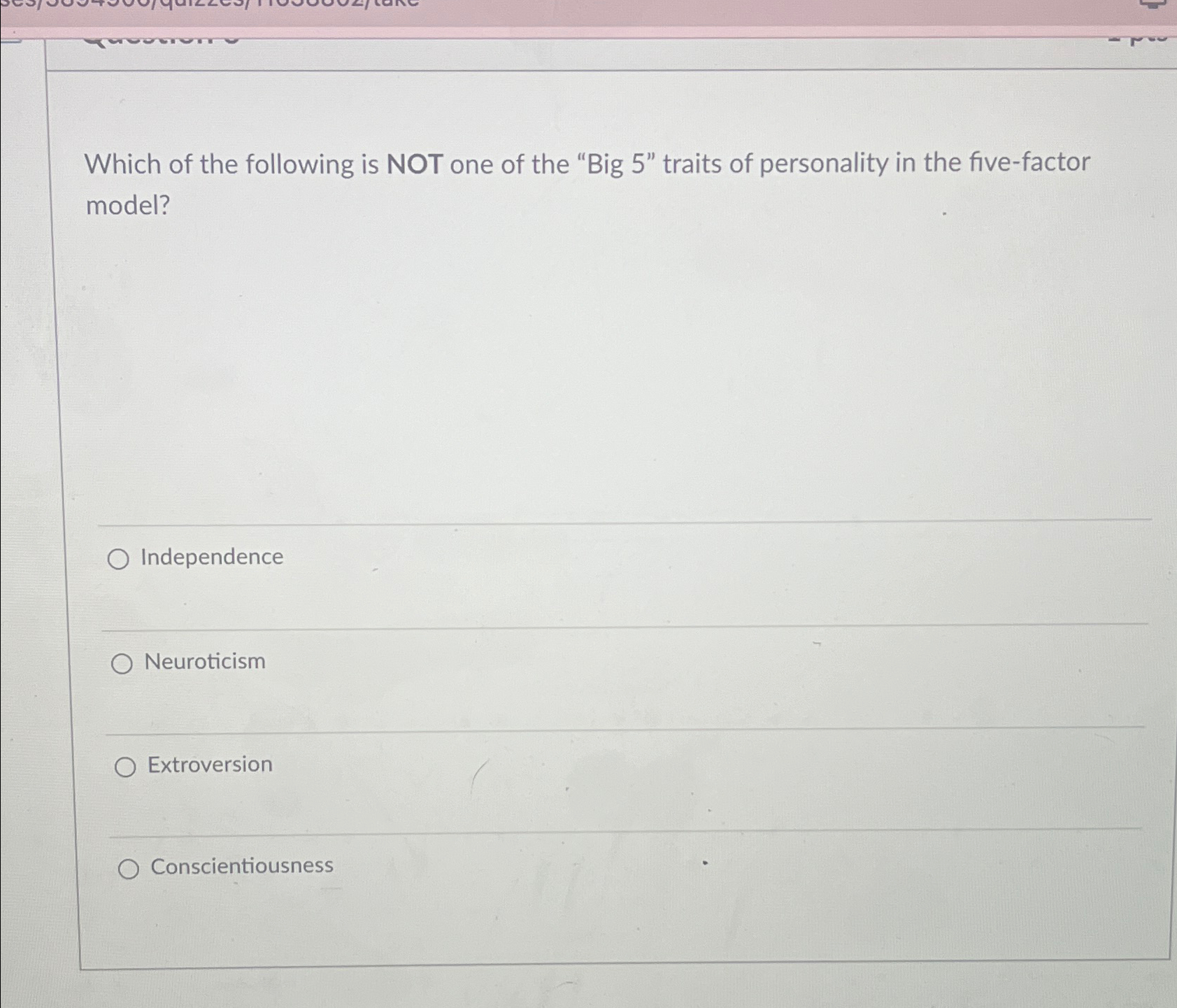 Solved Which of the following is NOT one of the "Big 5" | Chegg.com