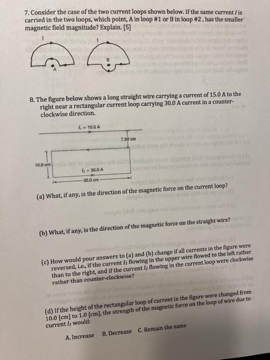 Solved 7. Consider the case of the two current loops shown | Chegg.com