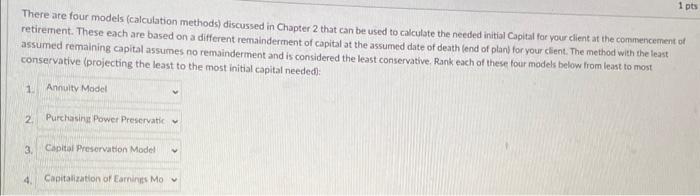 Solved There are four models (calculation methods) discussed | Chegg.com