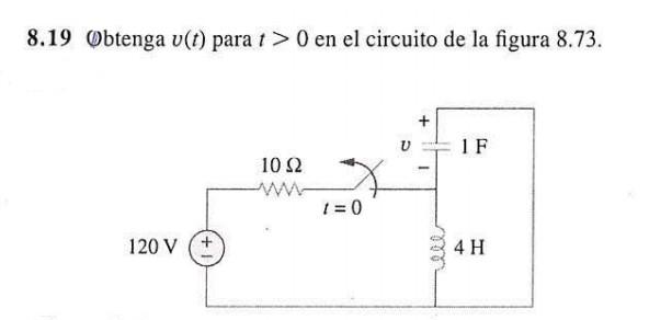 Solved 8.19 Obtenga v(t) para t>0 en el circuito de la | Chegg.com