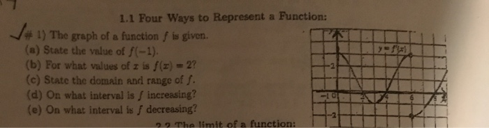 Solved 1.1 Four Ways to Represent a Function: V# 1) The | Chegg.com