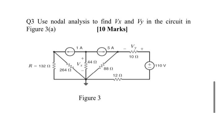 Solved Q3 Use nodal analysis to find Vx and Vy in the | Chegg.com