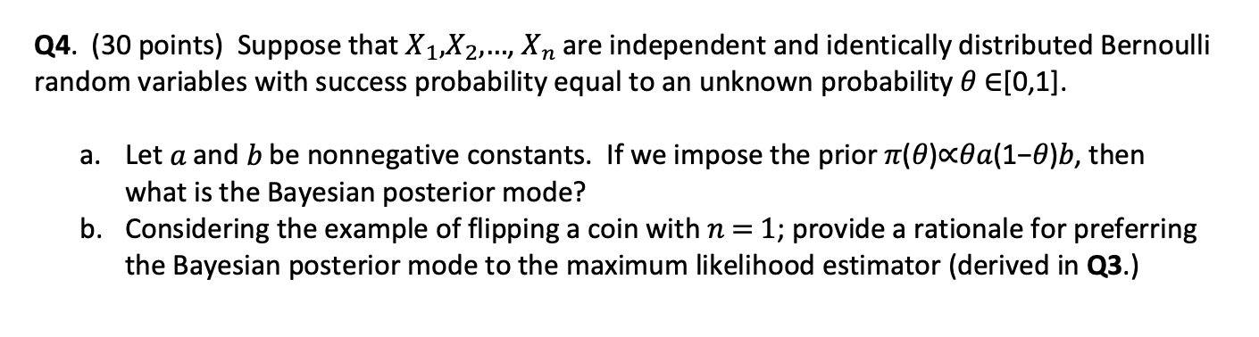 Solved Q4. (30 ﻿points) ﻿Suppose that x1,x2,dots,xn ﻿are | Chegg.com