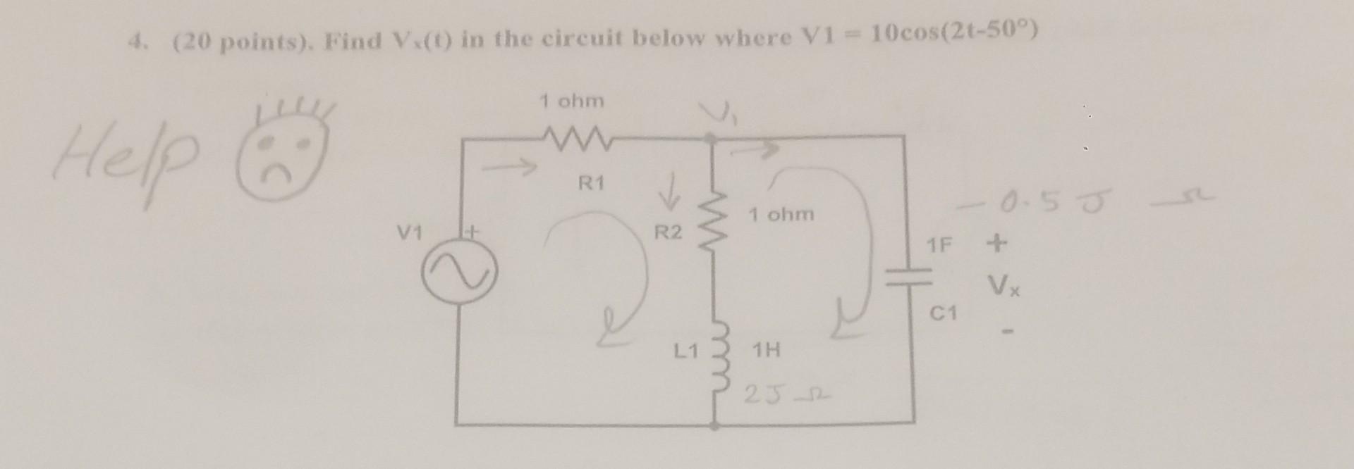 Solved 4. (20 points). Find Vx(t) in the circuit below where | Chegg.com