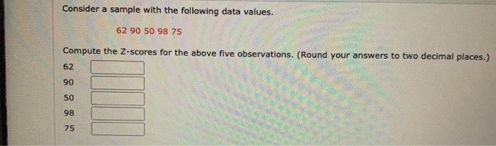 Solved Consider a sample with the following data values. 62 | Chegg.com