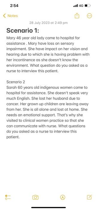 Solved Scenario 1: Mary 46 year old lady came to hospital | Chegg.com