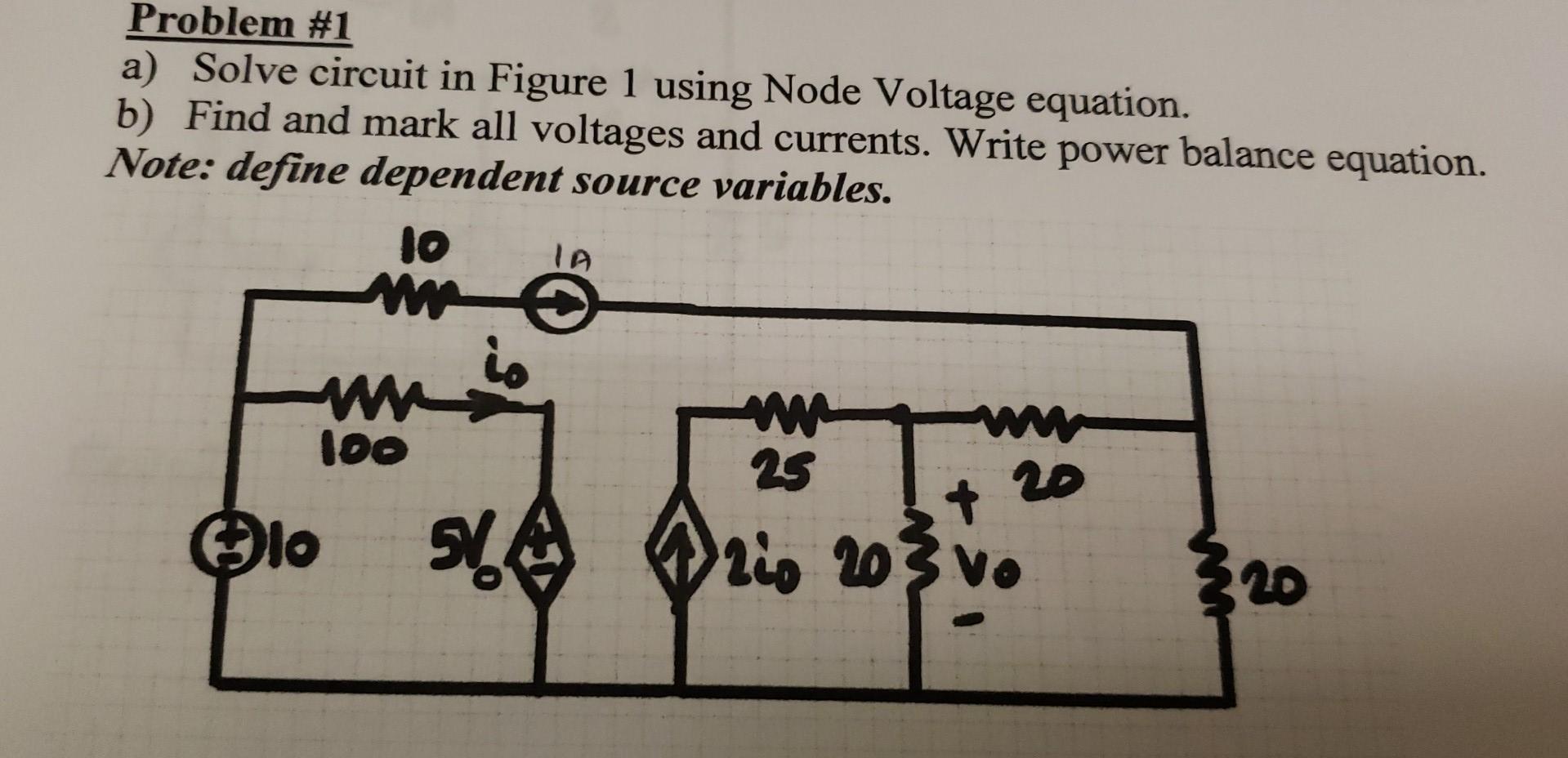 Solved a) Solve circuit in Figure 1 using node voltage | Chegg.com