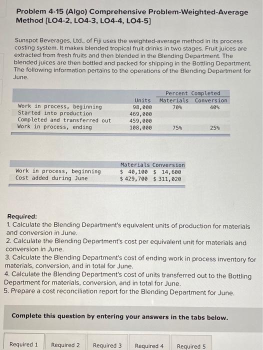 Solved Problem 4-15 (Algo) Comprehensive | Chegg.com