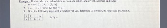 Solved Examples: Decide whether each relation defines a | Chegg.com