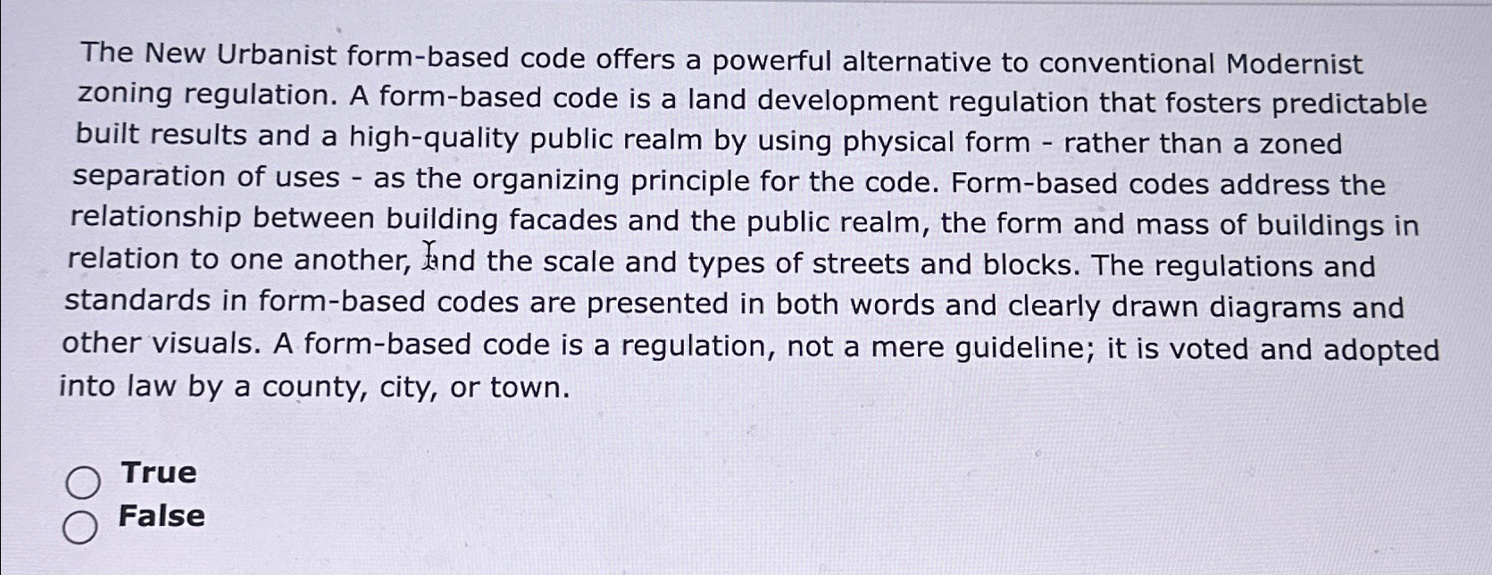 Solved The New Urbanist form-based code offers a powerful | Chegg.com