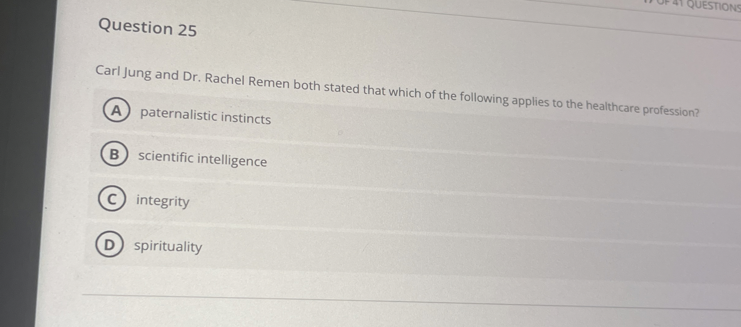 Solved Question 25Carl Jung and Dr. ﻿Rachel Remen both | Chegg.com