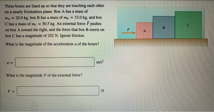 Solved Three boxes are lined up so that they are touching | Chegg.com