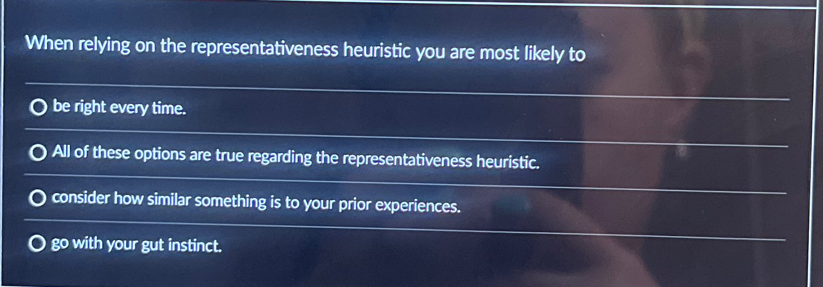 Solved When relying on the representativeness heuristic you | Chegg.com