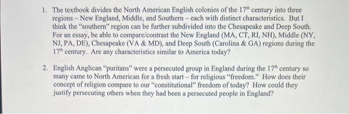 1. The textbook divides the North American English | Chegg.com