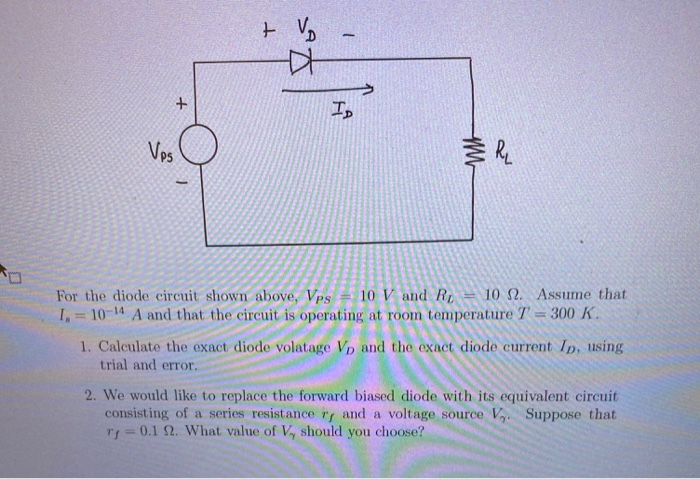 Solved + V + FA Vps For the diode circuit shown above, Vps = | Chegg.com