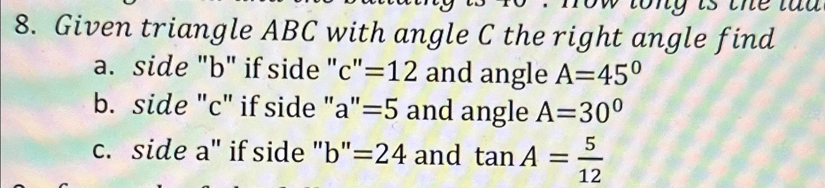 Solved Given triangle ABC with angle C ﻿the right angle | Chegg.com