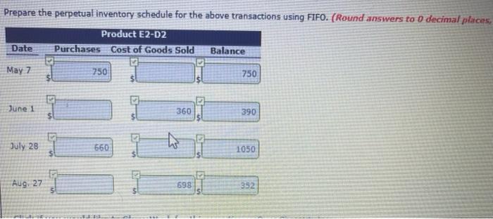 Solved Prepare the perpetual inventory schedule for the | Chegg.com