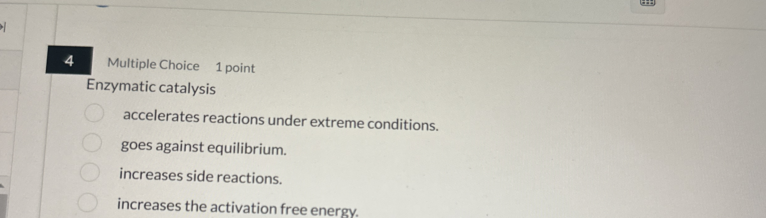 Solved 4 Multiple Choice1 pointEnzymatic | Chegg.com Solved 4 Multiple Choice1 pointEnzymatic | Chegg.com