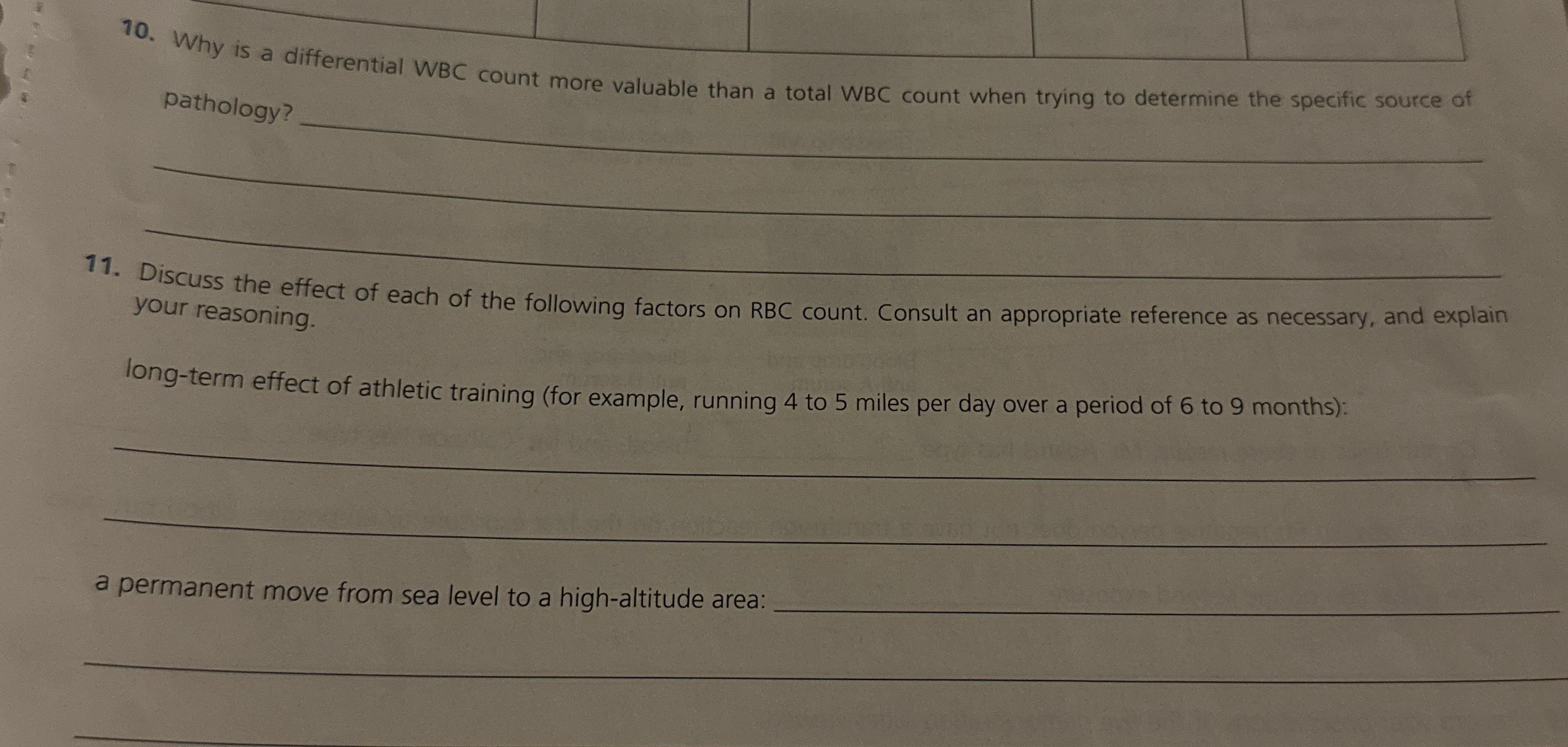 Solved Why Is A Differential Wbc Count More Valuable Than A
