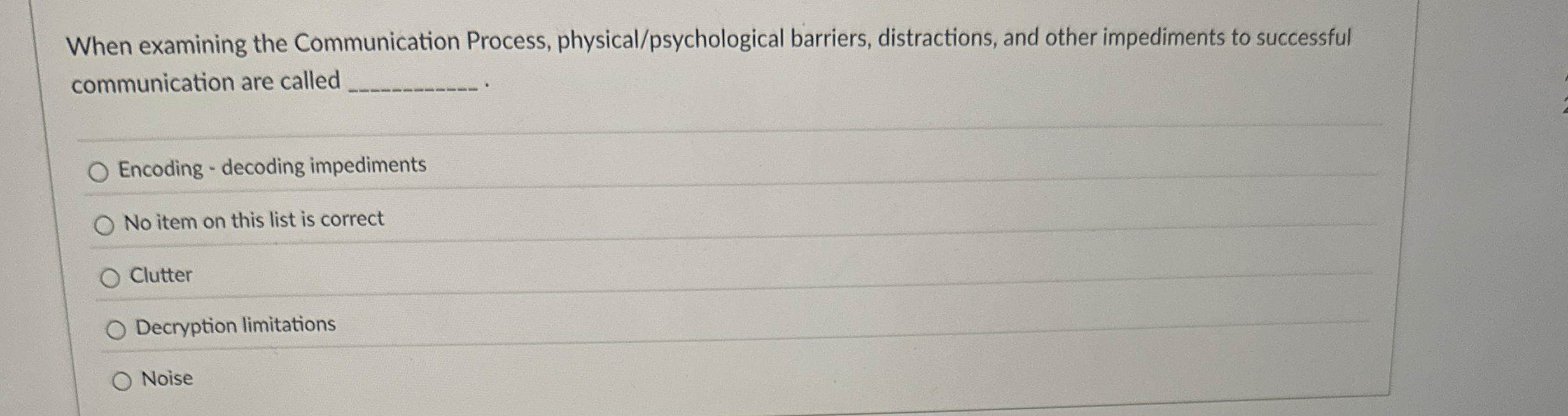 Solved When examining the Communication Process, | Chegg.com