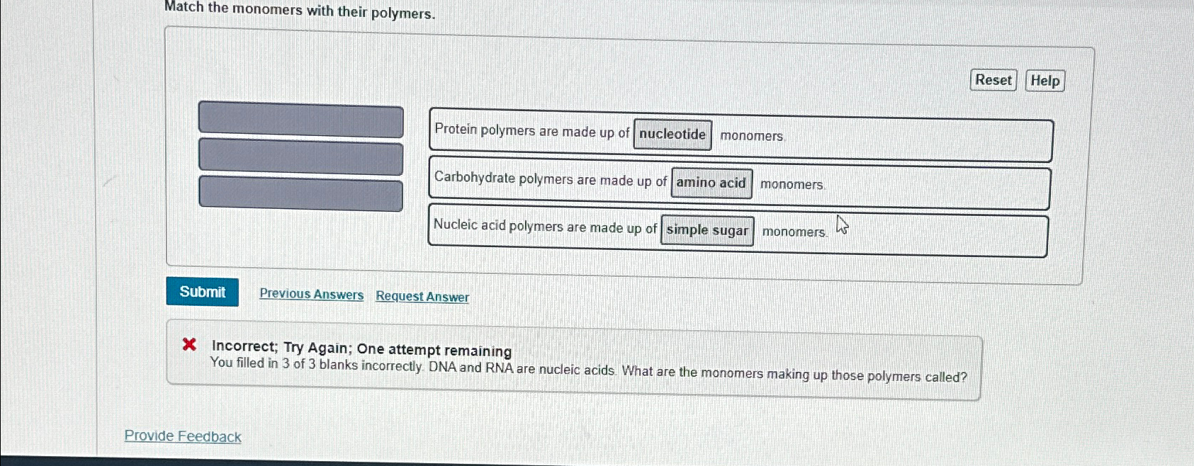 Solved Match the monomers with their | Chegg.com