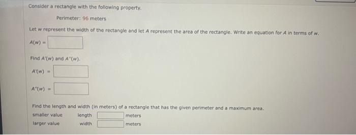 Solved Consider a rectangle with the following property. | Chegg.com