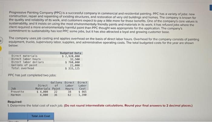Solved Progressive Painting Company (PPC) is a successful | Chegg.com