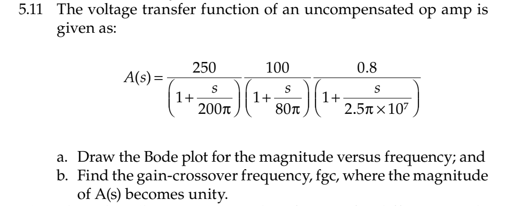 Solved 5.11 The voltage transfer function of an | Chegg.com