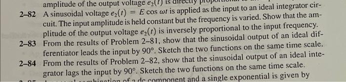 Solved amplitude of the output voltage e2) 2-82 A sinusoidal | Chegg.com