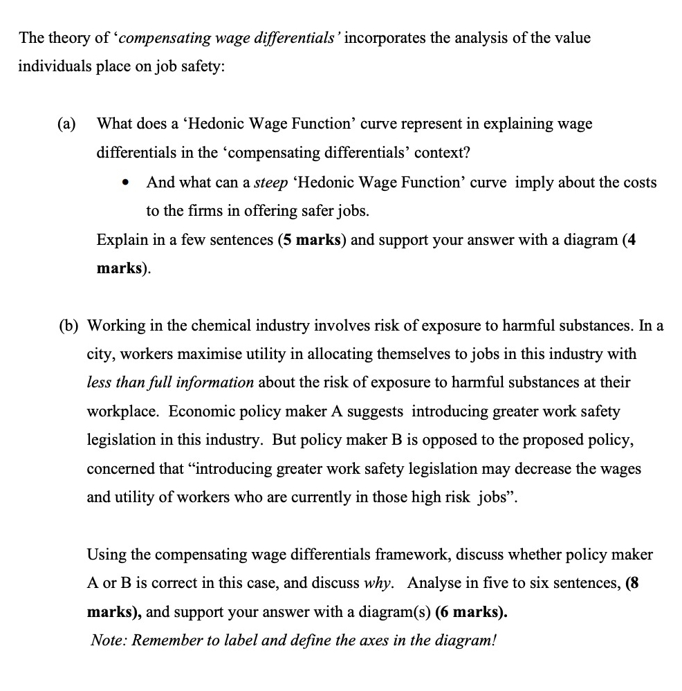 Solved The theory of 'compensating wage differentials' | Chegg.com