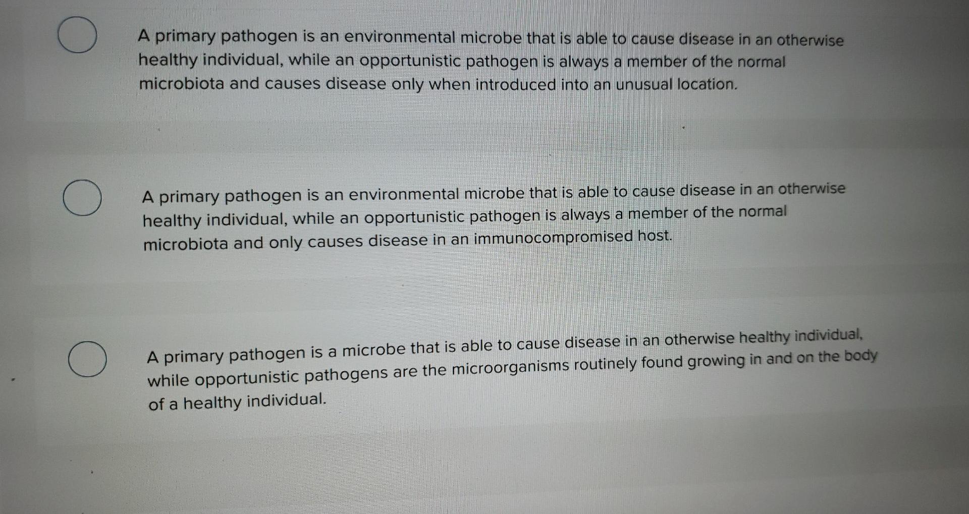Solved What is the difference between a primary pathogen and | Chegg.com