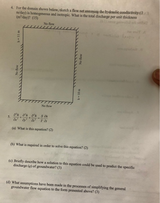 4. For the domain shown below, sketch a flow net | Chegg.com