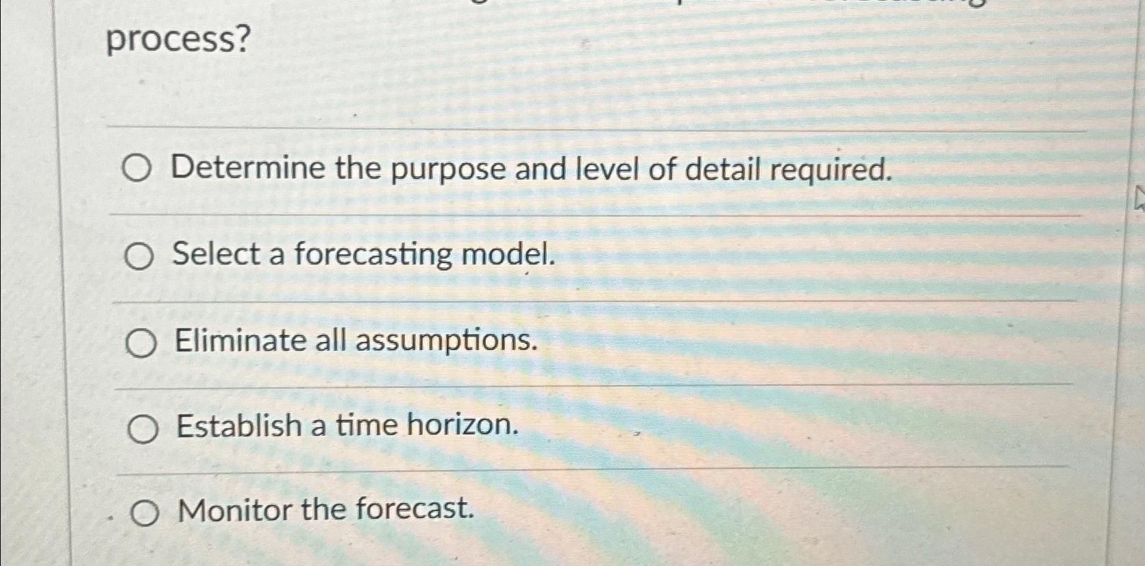 Solved process?Determine the purpose and level of detail | Chegg.com