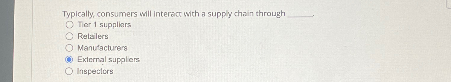 Solved Typically, consumers will interact with a supply | Chegg.com