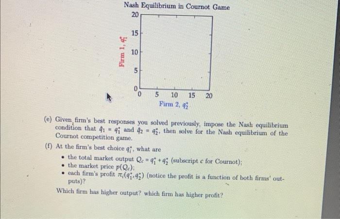 Question 5 Asymmetric Cournot game, numerical Suppose | Chegg.com Question 5 Asymmetric Cournot game, numerical Suppose | Chegg.com