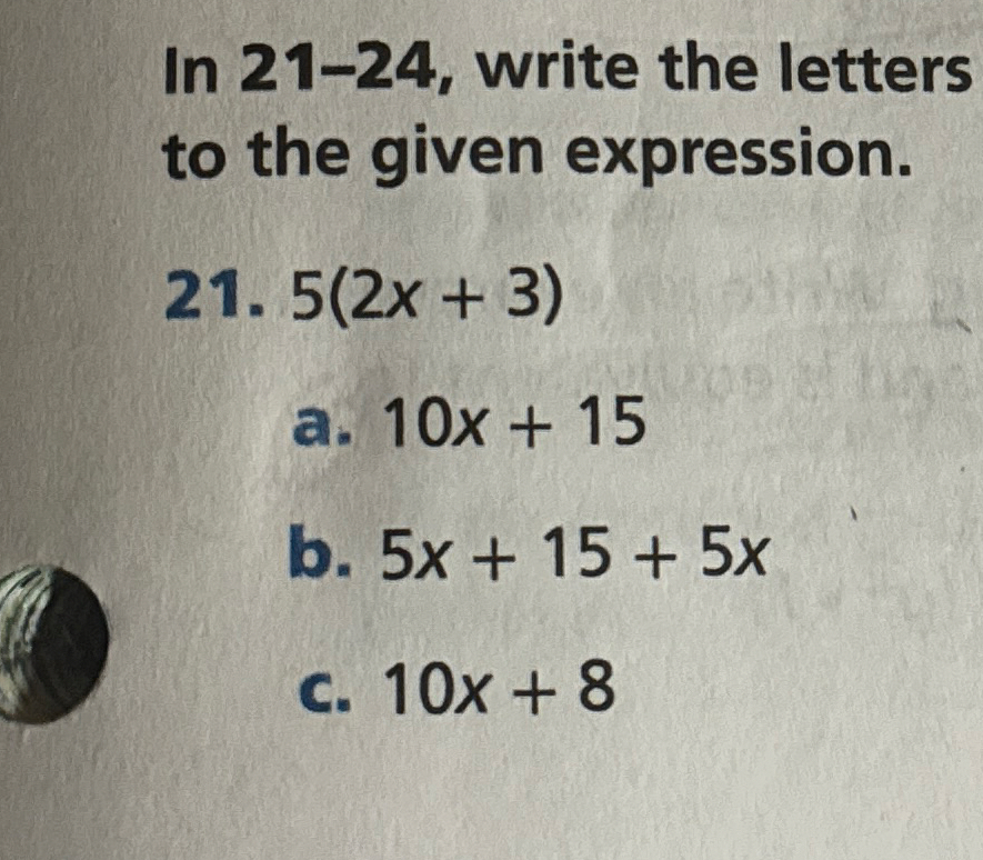 Solved In 21-24, ﻿write the letters to the given | Chegg.com