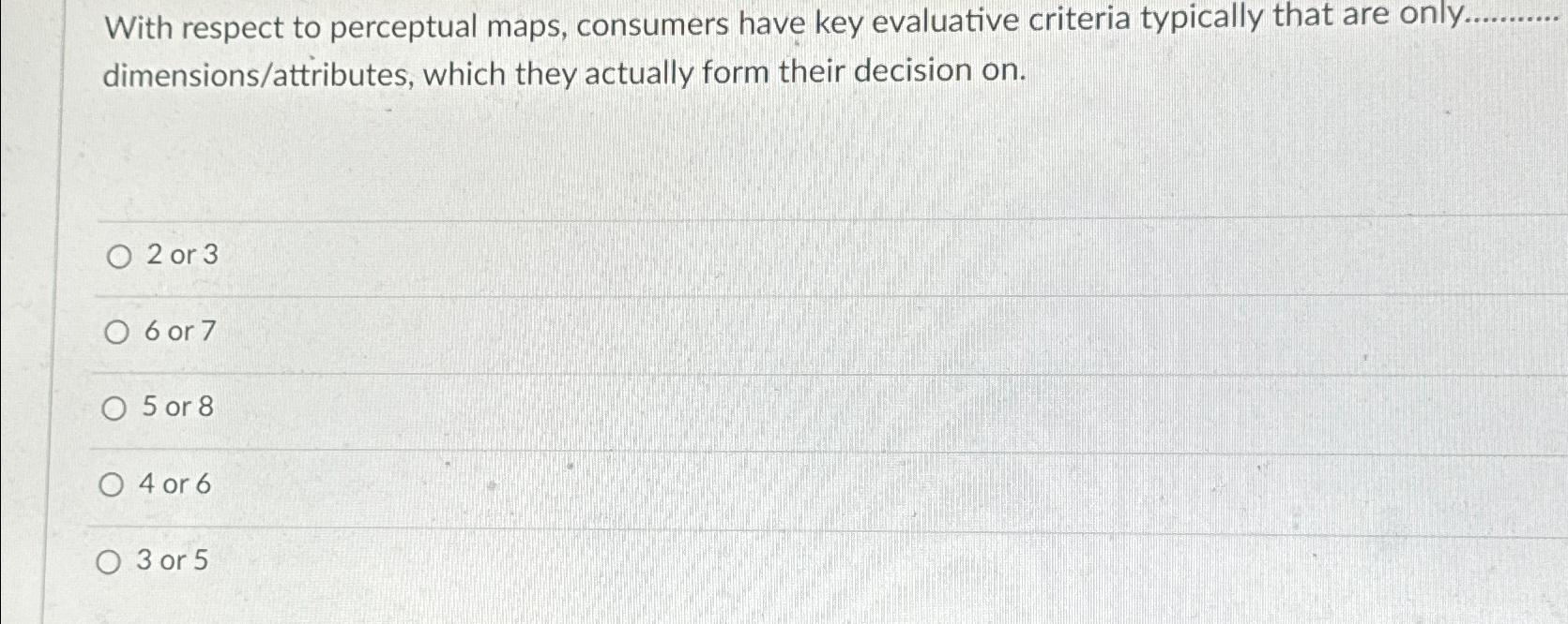 Solved With respect to perceptual maps, consumers have key | Chegg.com