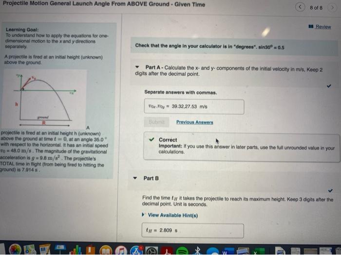 Solved Projectile Motion General Launch Angle From ABOVE | Chegg.com