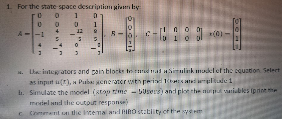 create a block diagram based on the state-space | Chegg.com