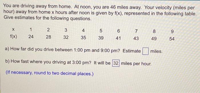 Solved You are driving away from home. At noon, you are 46 | Chegg.com