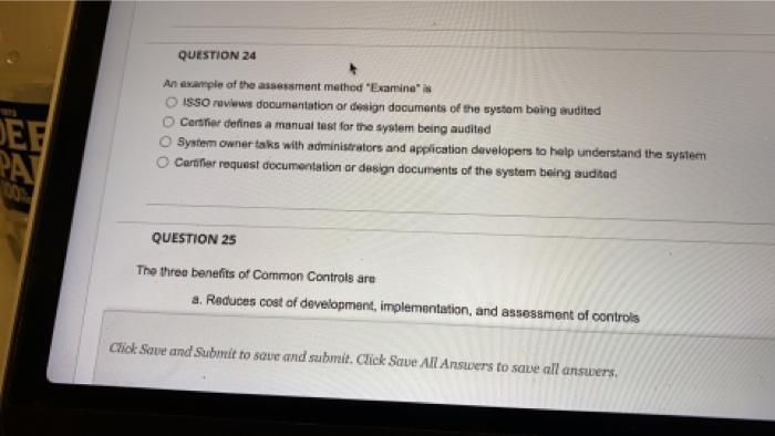 Solved DEF PA QUESTION 24 An ample of the assessment method | Chegg.com