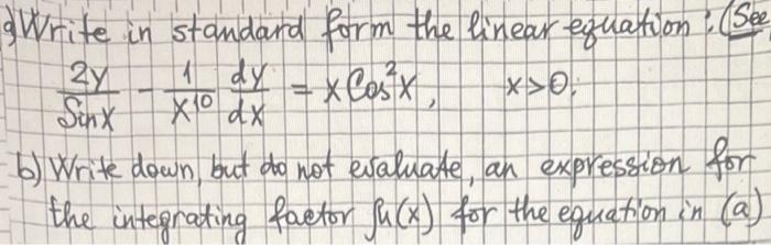 Solved Write in standard form the linear equation: S See | Chegg.com