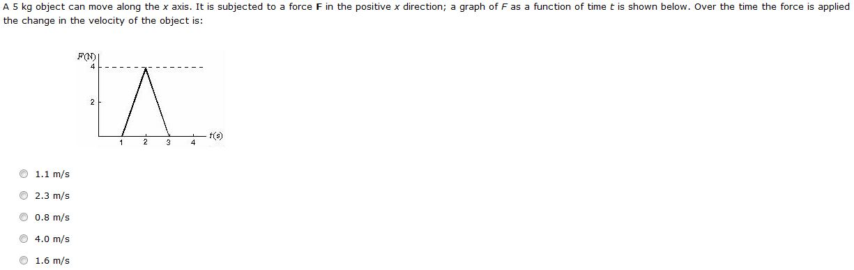 Solved A 5 kg object can move along the x axis. It is | Chegg.com