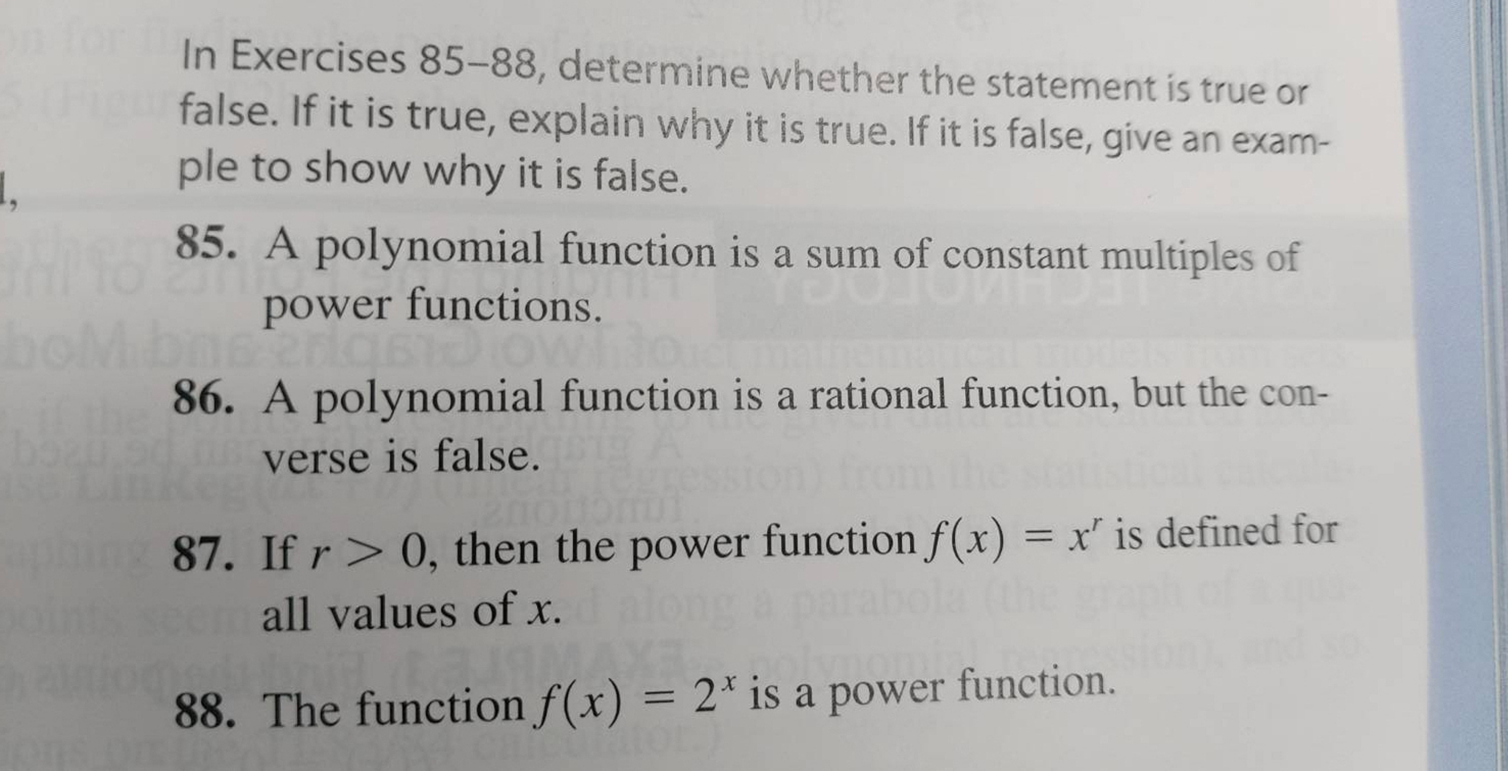 Solved In Exercises 85-88, ﻿determine whether the statement | Chegg.com