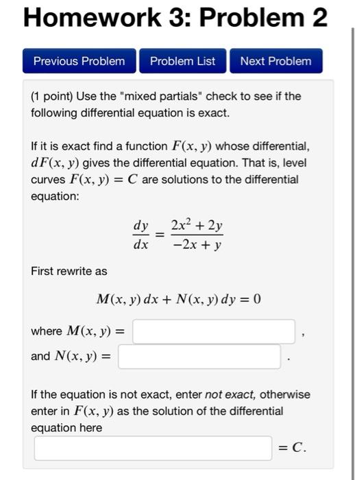 Solved Homework 3: Problem 2 Previous Problem Problem List | Chegg.com Solved Homework 3: Problem 2 Previous Problem Problem List | Chegg.com