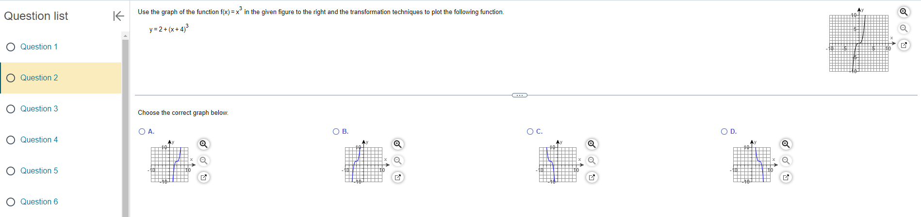 Solved Use the graph of the function f(x)=x3 ﻿in the given | Chegg.com