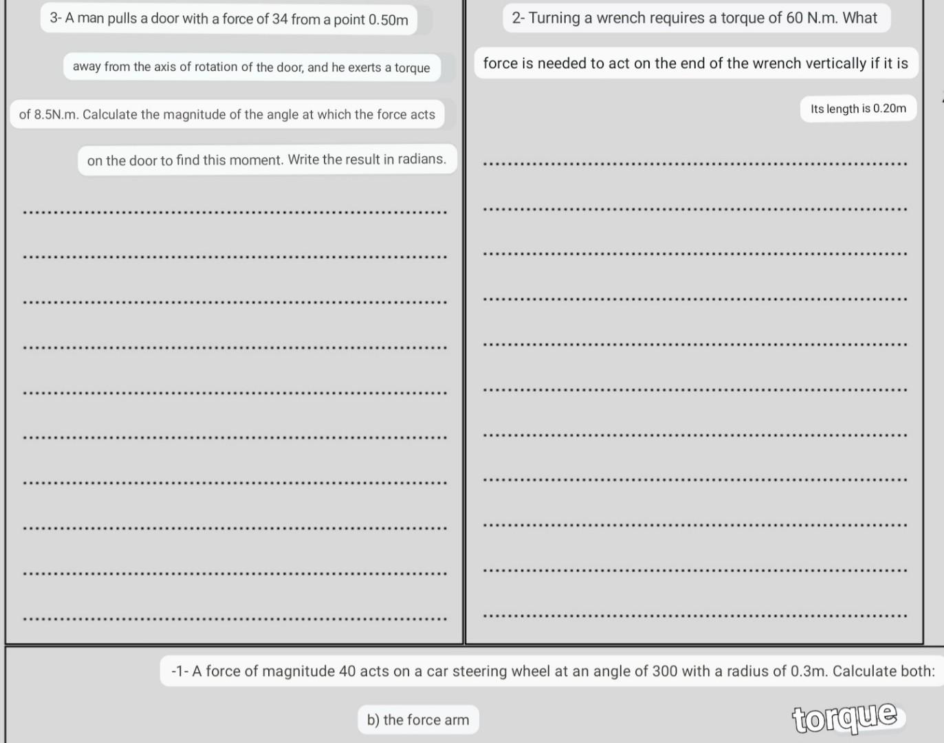 [Solved]: Force Arm: It is the vertical distance between